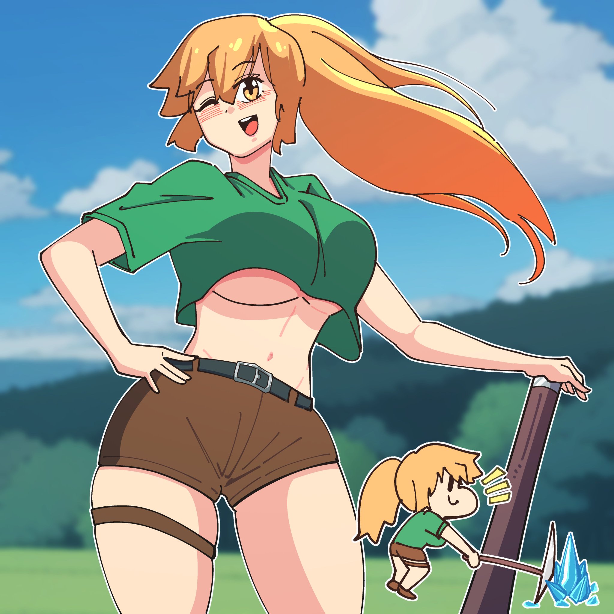 Rule 34 1girl 1girls 2d 2d Artwork Alex Minecraft Blush Blushing Breasts Brown Shorts