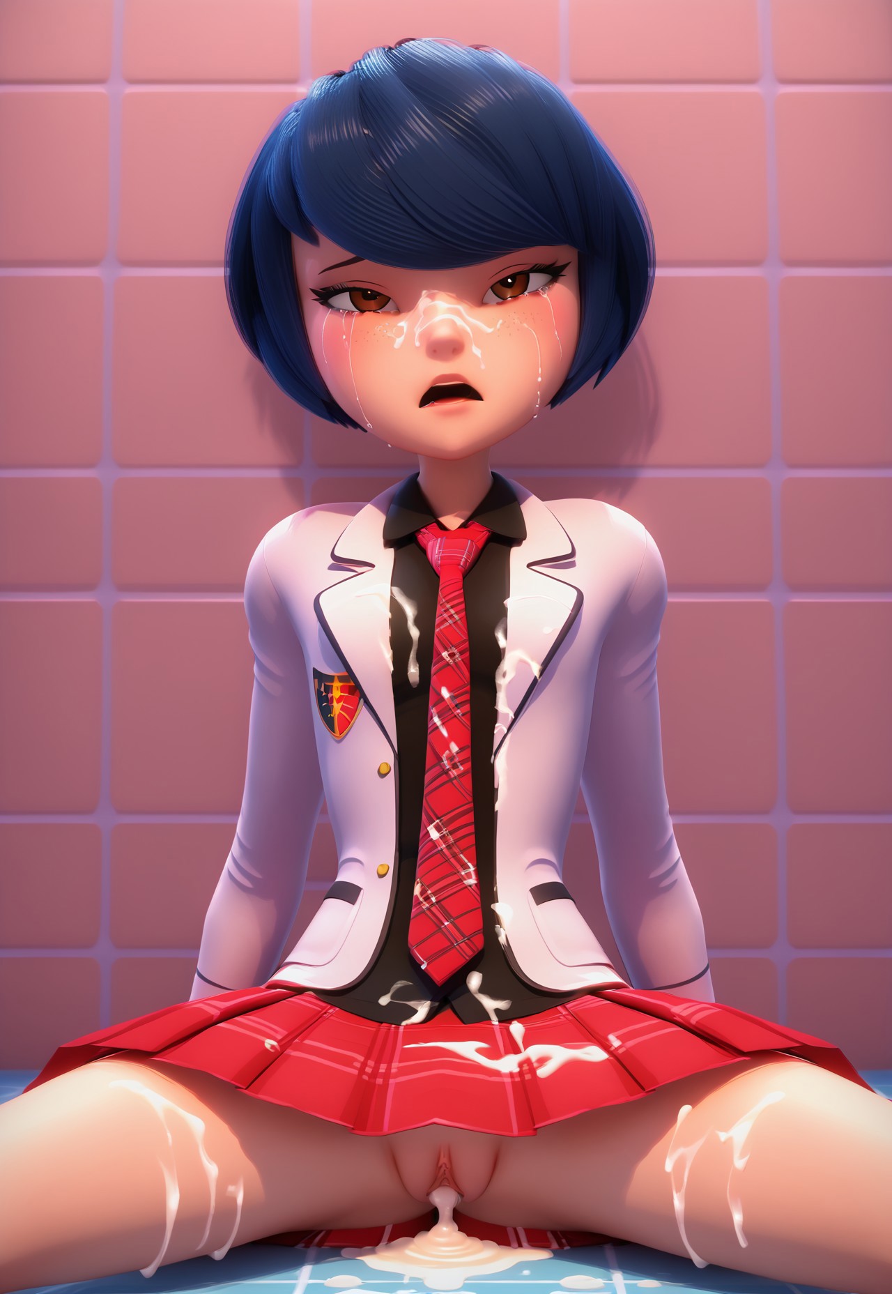 Rule 34 3d After Sex Ahe Gao Ai Generated Blazer Blue Hair Breasts Brown Eyes Cling Clothed