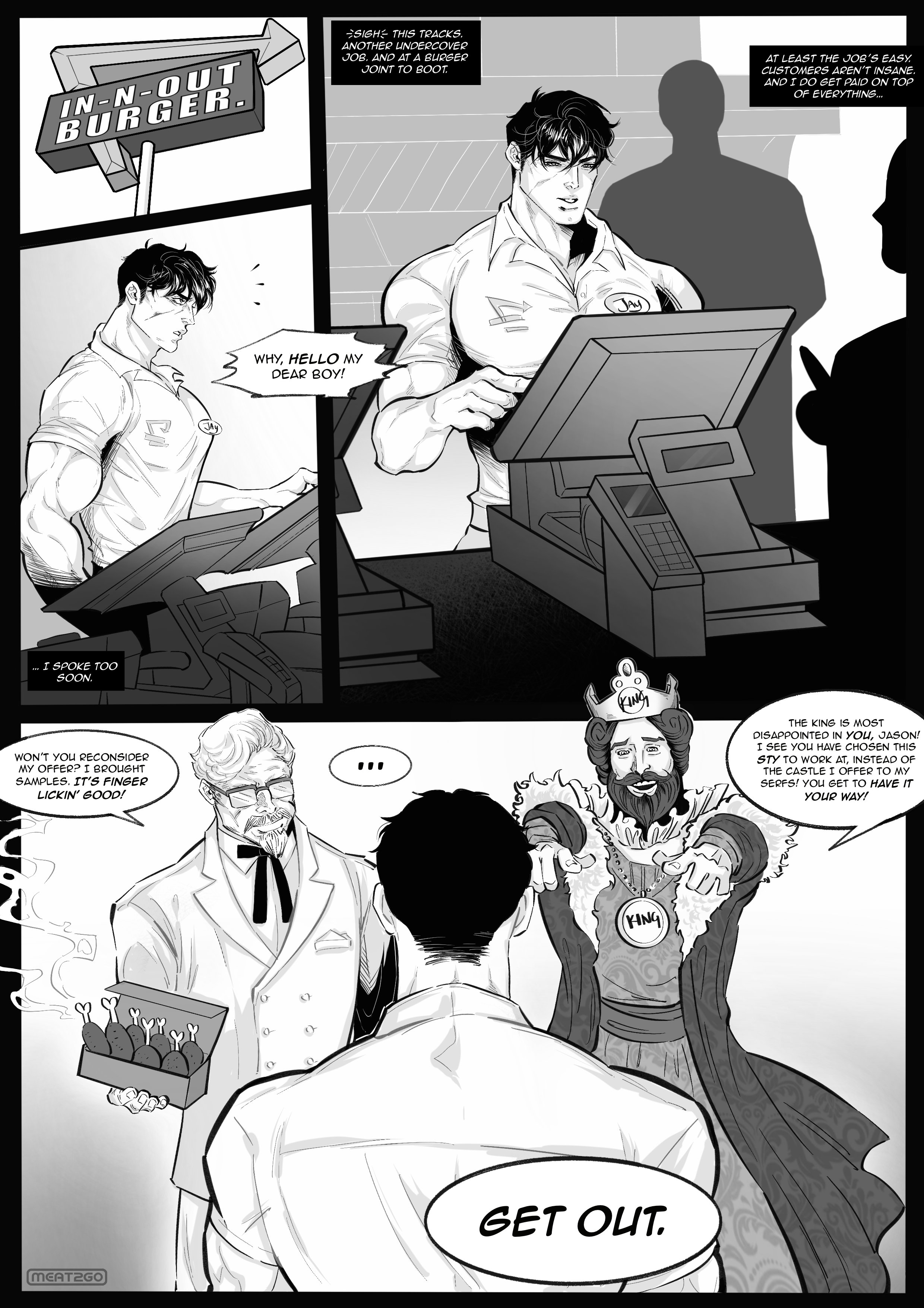 Rule 34 Burger King Cashier Colonel Sanders Comic Crossover Dc Dc Comics Fast Food Fast Food