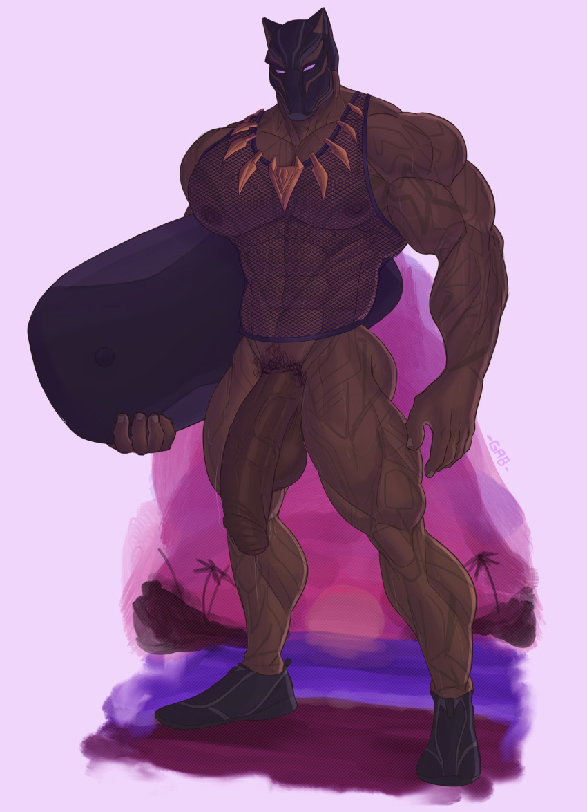 Rule 34 1boy Abs Bara Beach Big Pecs Big Penis Black Panther Marvel 6993
