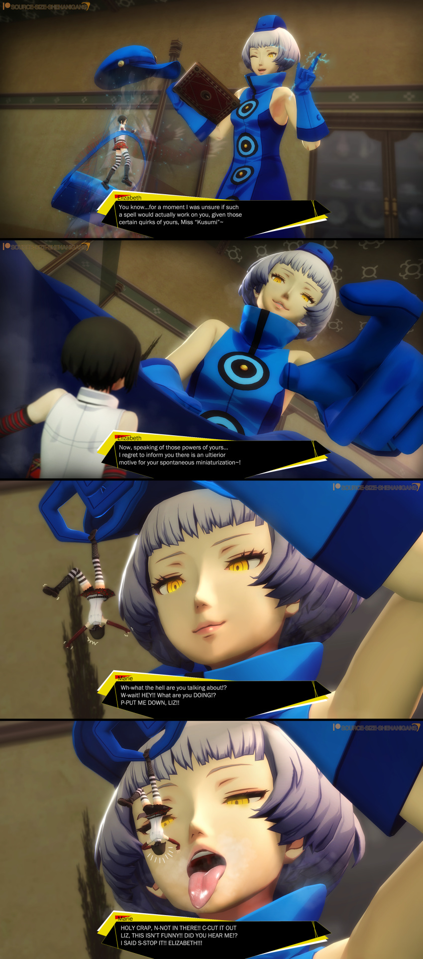 Rule 34 2023 2girls 3d Before Vore Blue Dress Elizabeth Persona Female Giantess Macro Macro