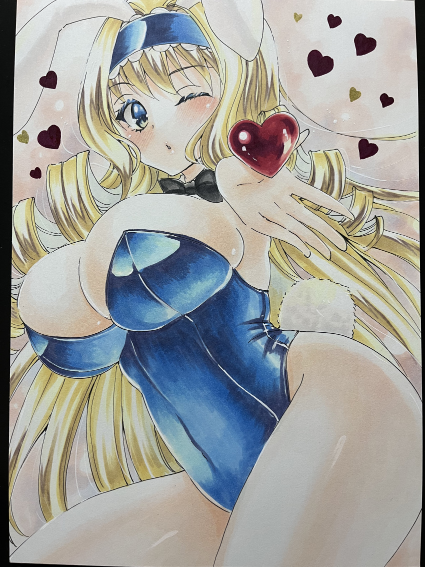 Rule 34 1girls Big Breasts Blonde Hair Blowing Kiss Blue Eyes Blush