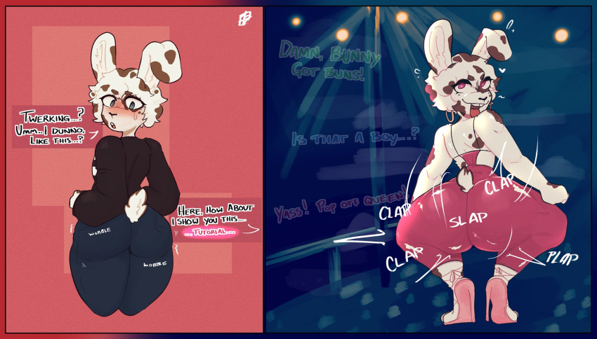 Rule 34 Ass Clapping Before And After Bunny Tail Furry Heels Hoop Earrings Hypnosis Jamie