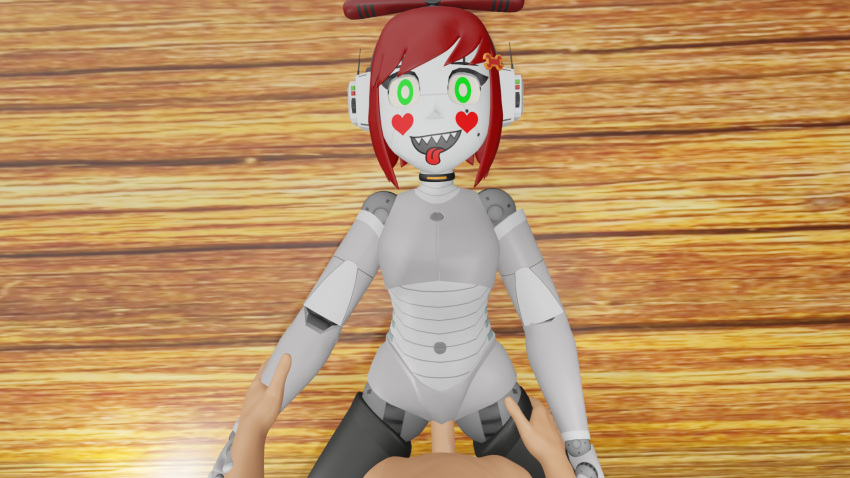 Rule 34 Anon Anonymous Male Famale Green Eyes Happy Sex Human Red Hair Robot Girl Shark Teeth