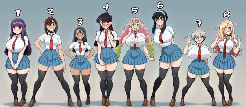 Rule 34 6 Girls 8girls Ayase Momo Big Breasts Blonde Hair Blush