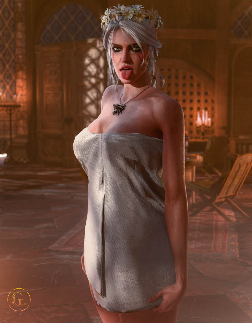 Rule 34 3d Breasts Cd Projekt Red Ciri Female Flower Crown Freckles 7374