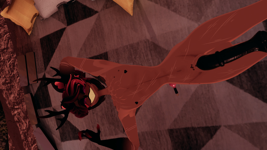 Rule 34 Alastor Hazbin Hotel Black Hair Cock Deer Deer Antlers Dick Fur Hazbin Hotel Heart