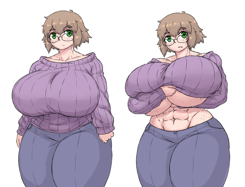 Rule 34 Abs Breasts Female Freckles Glasses Hyper Breasts Milf 0393