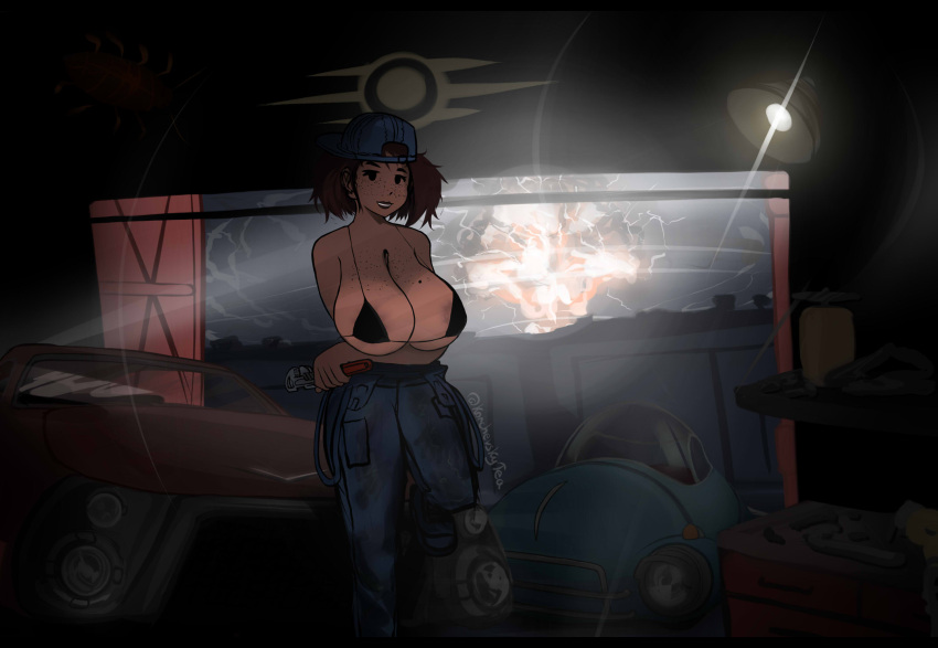 Rule 34 1girls Big Breasts Bra Breasts Cap Clothing Dark Skin Explosion Fallout Female